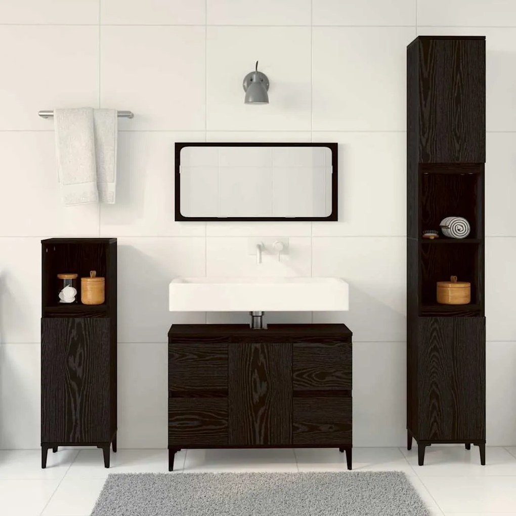 Sada koupelnového nábytku 3 ks Černý dub 30 x 30 x 180 cm 3333091