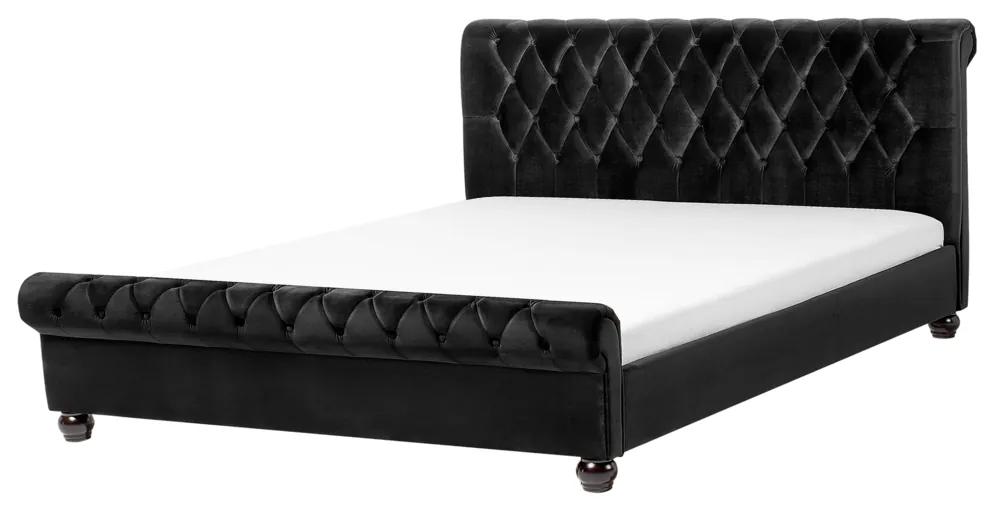 Černá čalouněná manželská postel Chesterfield 160x200 cm AVALLON
