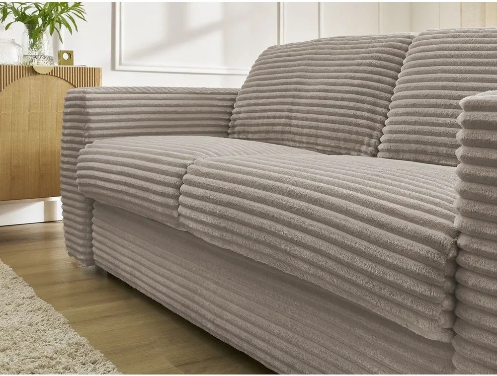 Taupe manšestrová pohovka na každodenní spaní/rozkládací 240 cm Hugo – Bobochic Paris