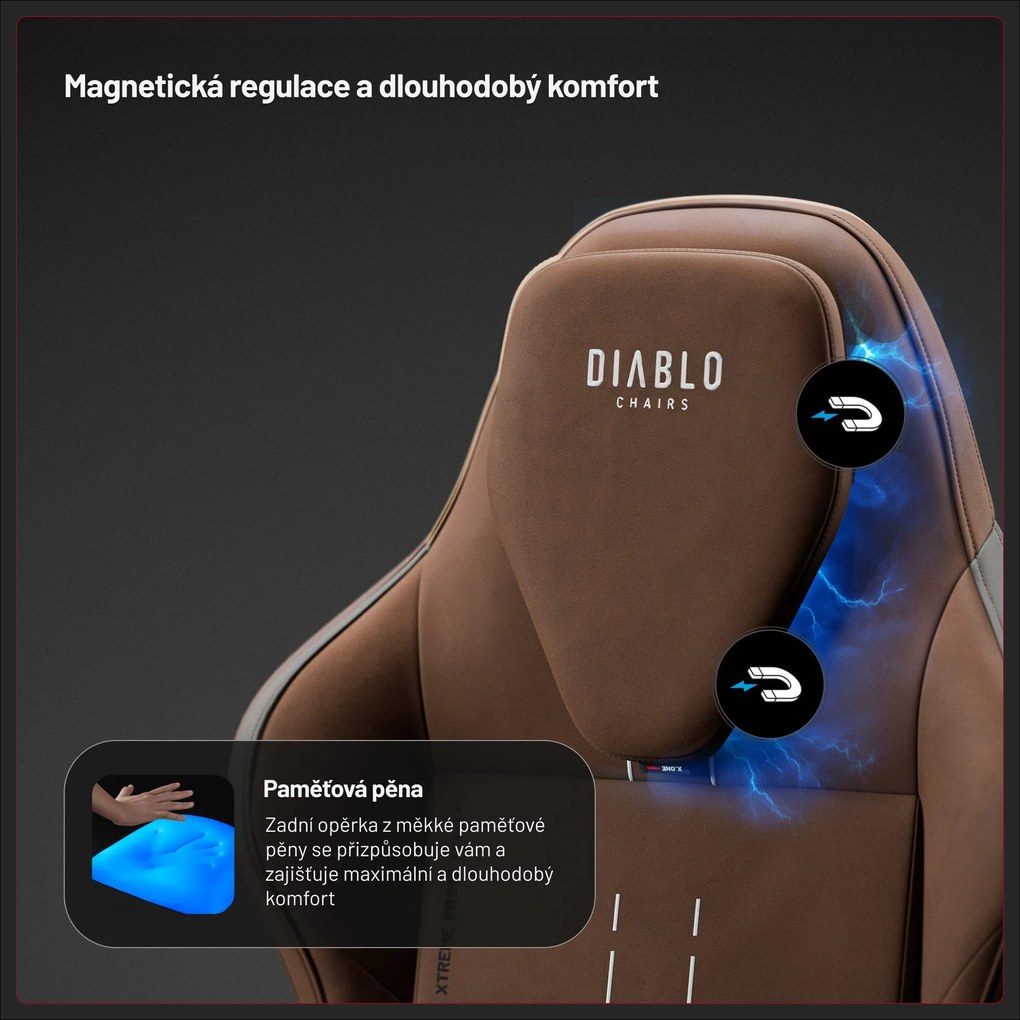 Herní látková židle hnědá, Normal Size: Diablo X.One Prime Cinnamon Brown