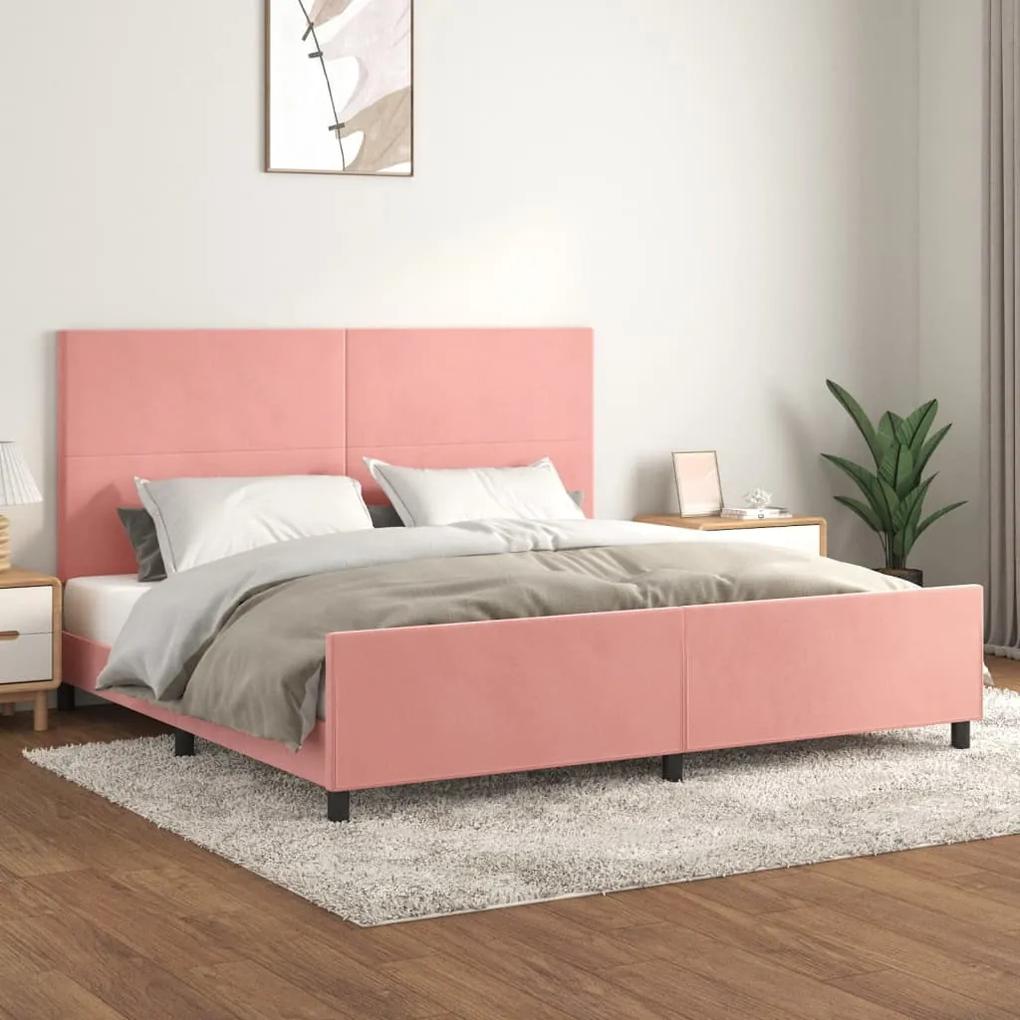 Rám postele s čelem růžový 200x200 cm samet,  3125658