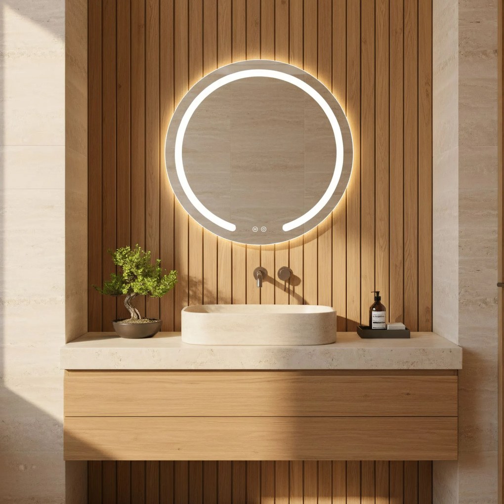 Tutumi Zrcadlo Modern ⌀50 cm s vyhříváním a regulovatelným LED osvětlením HOM-00903