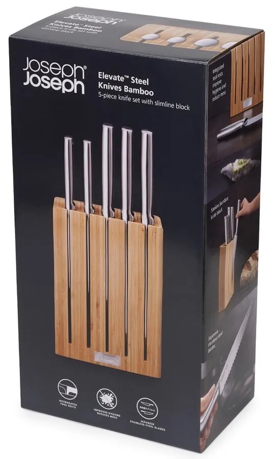 Sada nožů se stojanem 5 ks z nerezové oceli Elevate Bamboo – Joseph Joseph