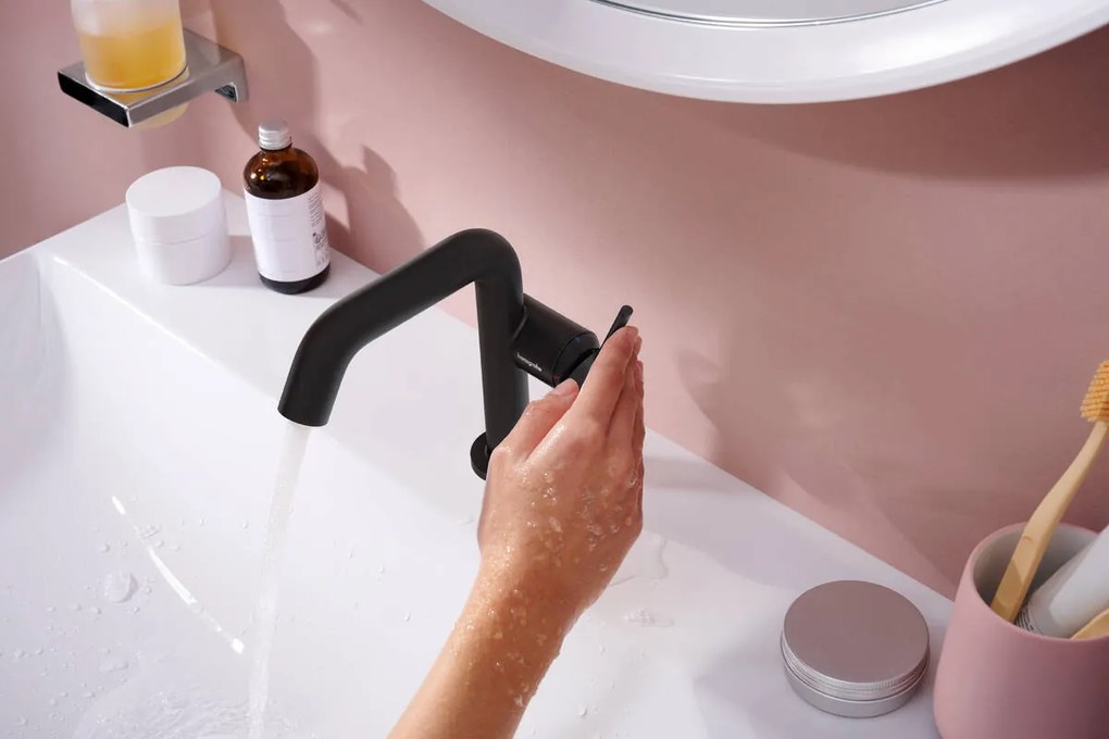 Hansgrohe Tecturis S, páková umyvadlová baterie 110 Fine CoolStart EcoSmart+ bez odtokové soupravy, černá matná, HAN-73321670
