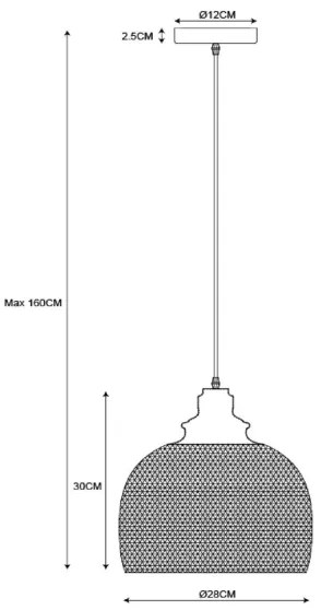 Lucide 43404/28/30 - Závěsné svítidlo MESH 1xE27/60W/230V 28 cm