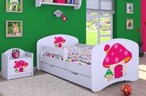 MAXMAX Dětská postel se šuplíkem 140x70cm RŮŽOVÝ HŘÍBEK