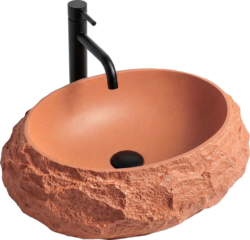 Rea Mika, umyvadlo na desku 500x380x150 mm, terracotta-imitace kamene, REA-U7349