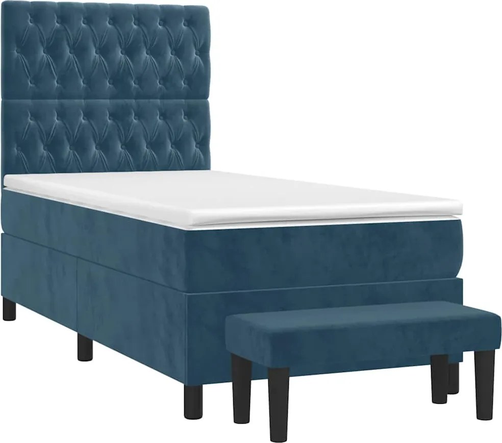 Box spring postel s matrací tmavě modrá 80 x 200 cm samet 3137993