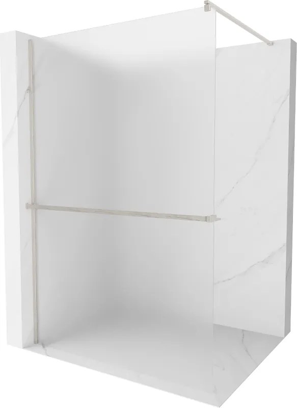 Mexen Kioto+, sprchová zástěna Walk-In s poličkou a věšákem 140 x 200 cm, 8mm sklo námraza, broušená ocel profil, 800-140-121-97-30
