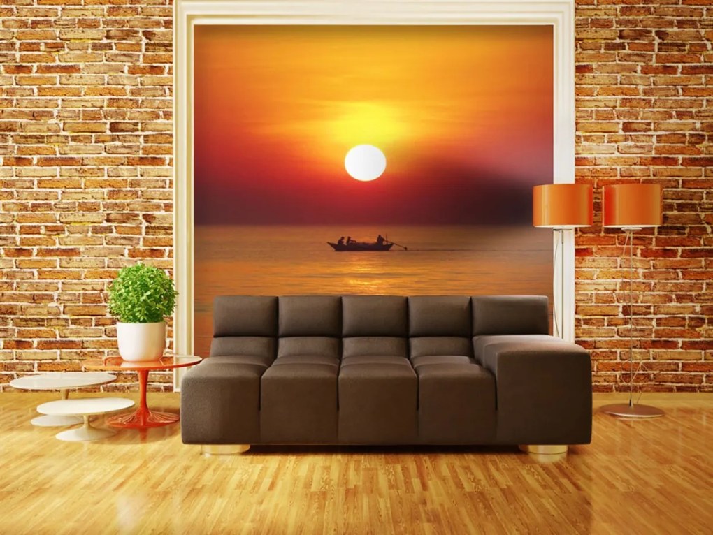 Fototapeta rybáři v západu slunce + lepidlo ZDARMA Velikost (šířka x výška): 150x116 cm