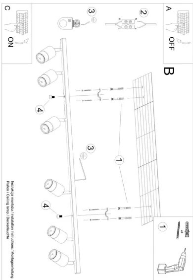 Sollux SL.1073 - Bodové svítidlo NERO 6xGU10/40W/230V černá/zlatá