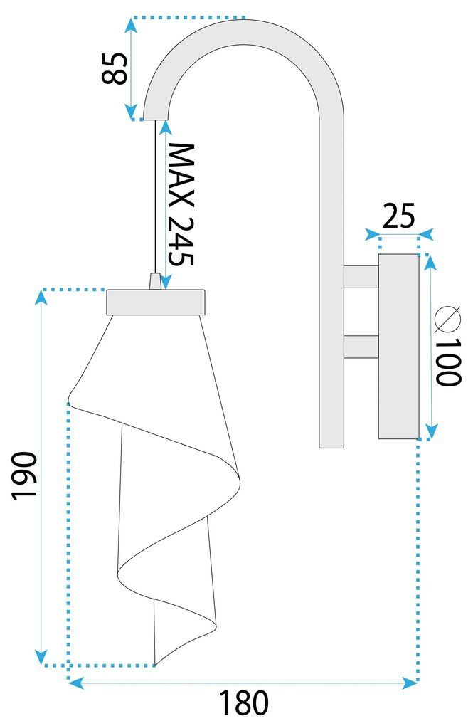 Toolight Toolight, LED nástěnné svítidlo, 10W, 467 lm, APP1766-1W, růžové zlato, OSW-09310