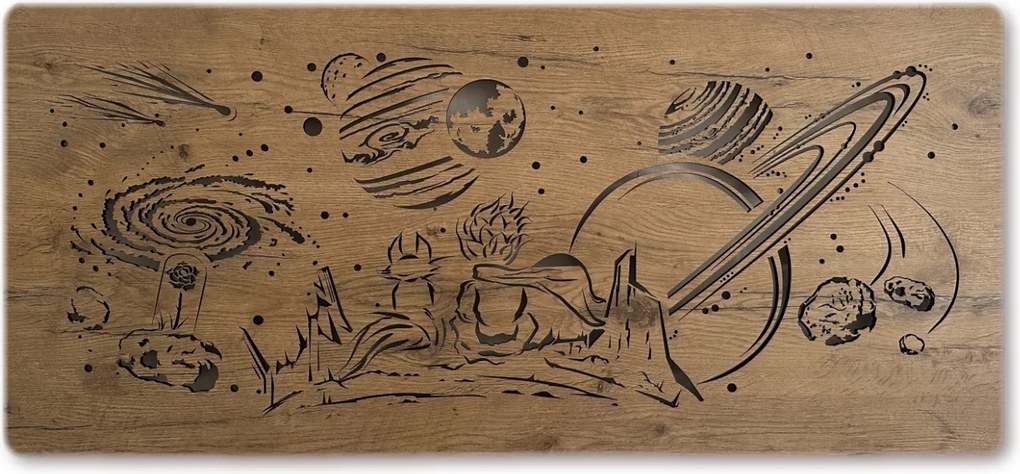 Li-Go "Malý princ" světelný obraz s baterií 90x40 cm varianta ovládání: manuál/pohybové čidlo, provedení povrchu: dub světlý