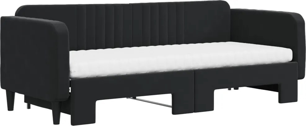Válenda s přistýlkou a matracemi černá 80 x 200 cm samet 3197084