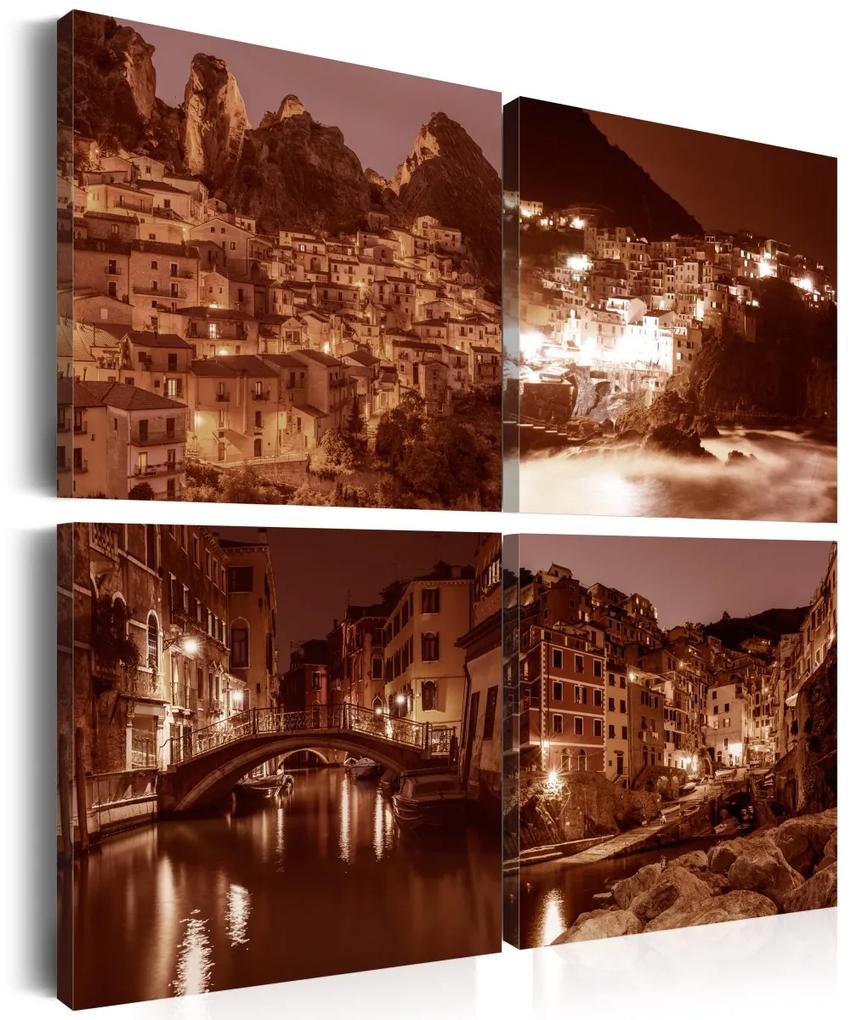 Čtyřdílný obraz noční město III + háčky a hřebíčky ZDARMA Velikost (šířka x výška): 80x80 cm