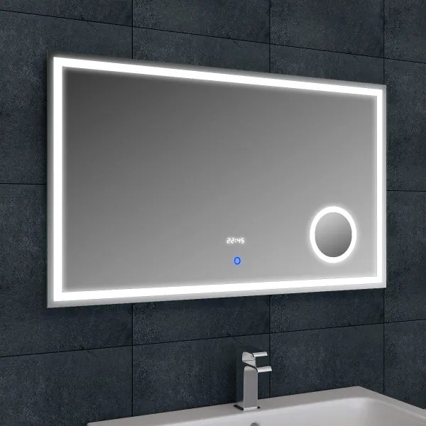 Eurosanit Lumi - zrcadlo s LED osvětlením, lupou, hodinami Rozměr: 160×60 cm