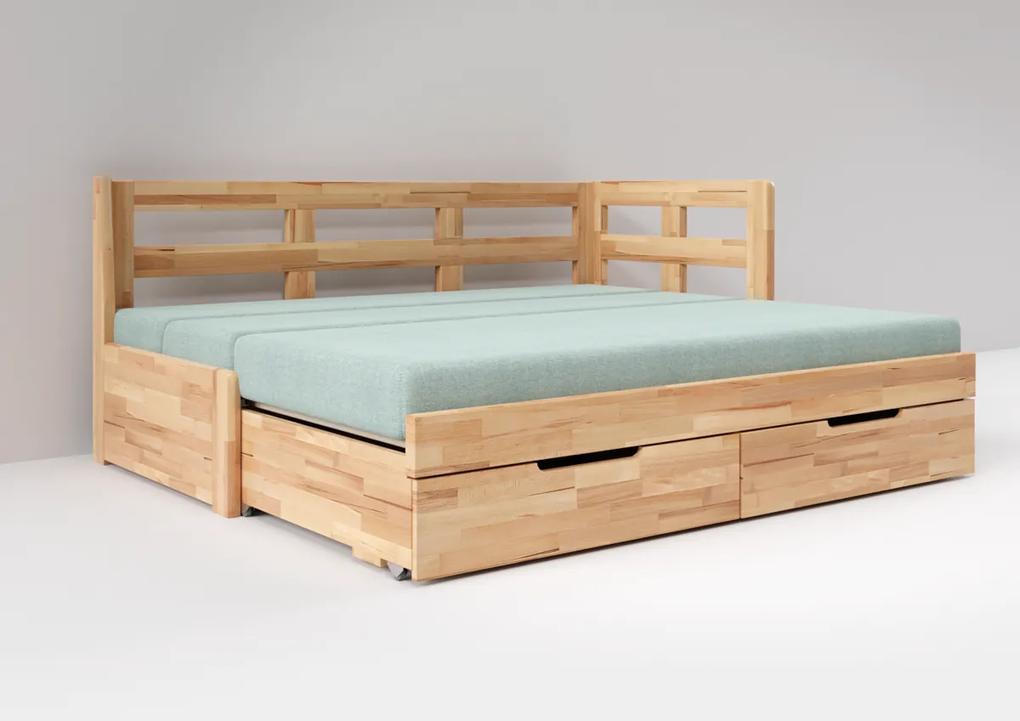 BMB Tandem Harmony rozkládací postel s pravým čelem - buk Moření: Antracit, Provedení: Buk průběžný, Typ: oblé rohy, Rozměr: 80/160 x 200 cm