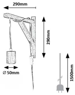 Rabalux 71028 - Nástěnná lampa UBUL 1xE27/60W/230V buk