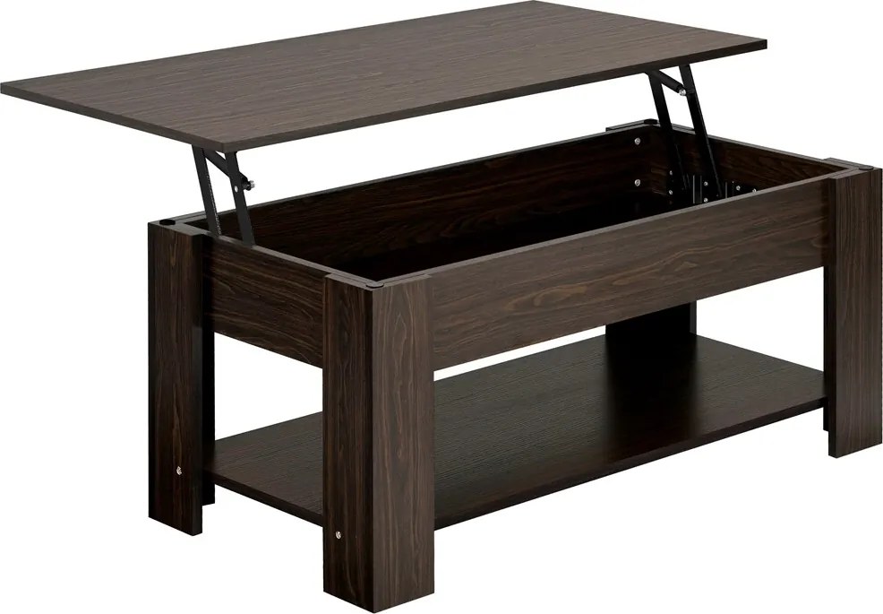 Konferenční stolek Yaheetech – černá, 98 x 50 x (42-56) cm (256903509289)