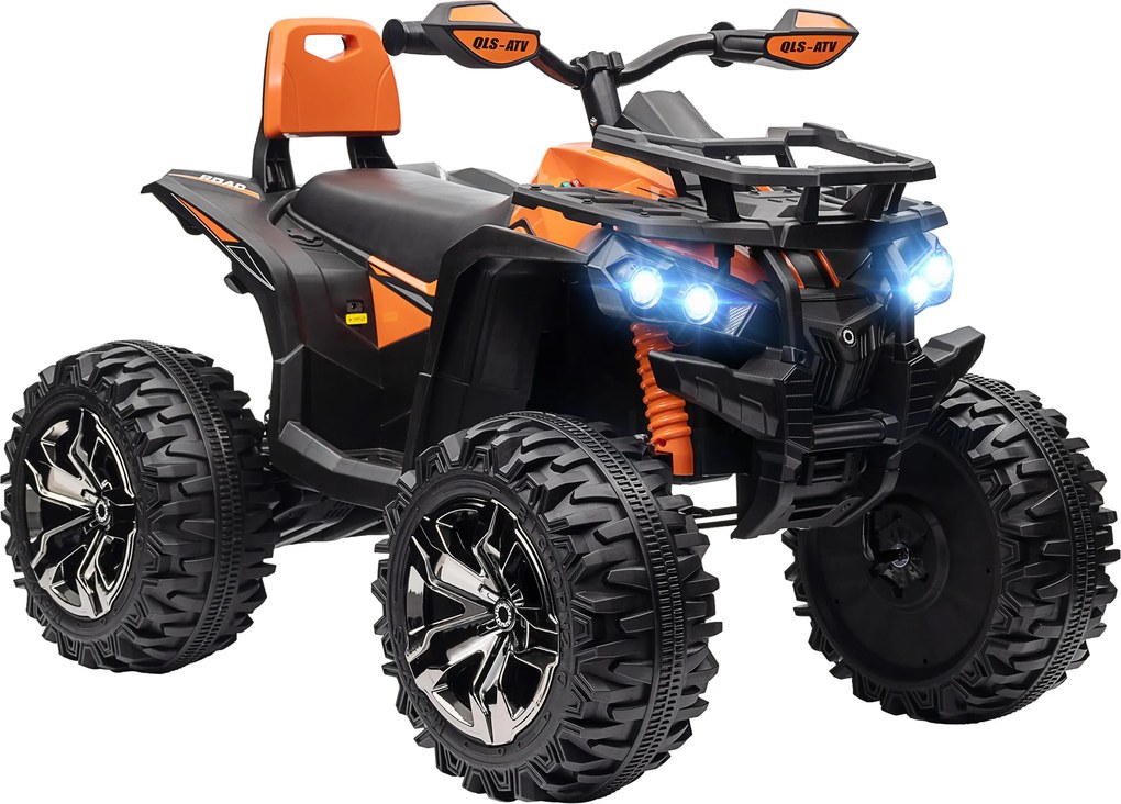 dětské vozidlo 12V s funkcí jízdy vpřed a vzad, hudební přehrávač MP3, světlomety, 3-8 km/h, 3-5 let, oranžová barva