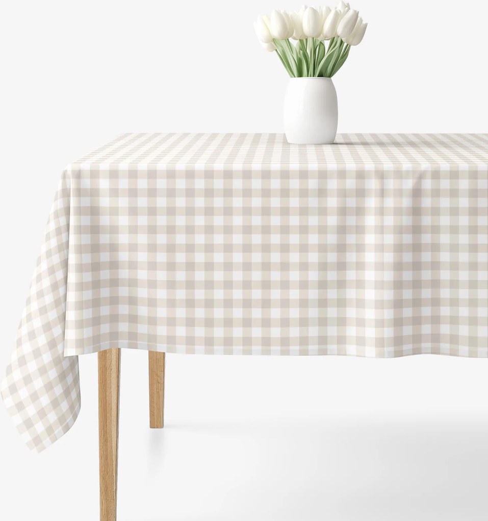 Goldea hranatý ubrus 100% bavlněné plátno - latte kostičky 80 x 80 cm