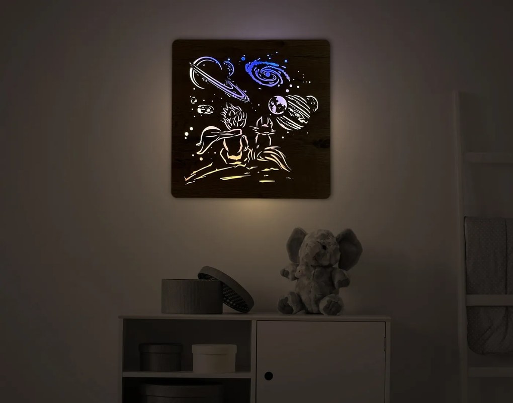 Li-Go "Malý princ" světelný obraz s baterií 42x42 cm provedení povrchu: černá s patinou