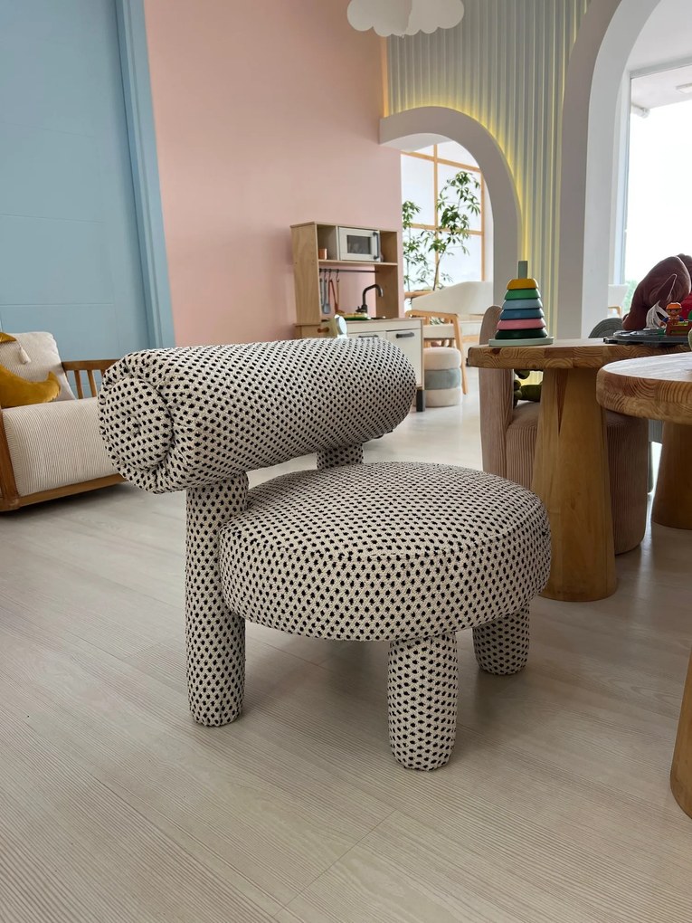 Atelier del Sofa Křeslo Dino - Puantiye, Černá, Bílá