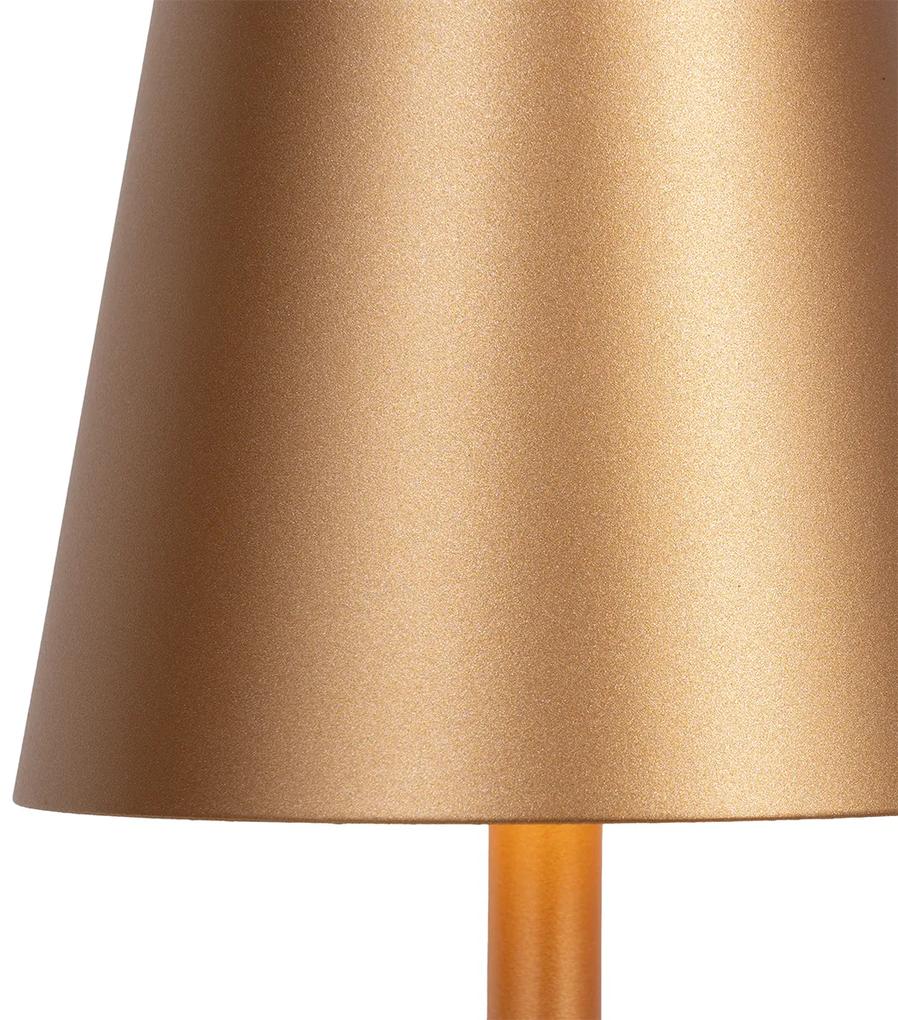 Venkovní stojací lampa zlatá včetně LED s dotykovým stmívačem dobíjecí - Jackson