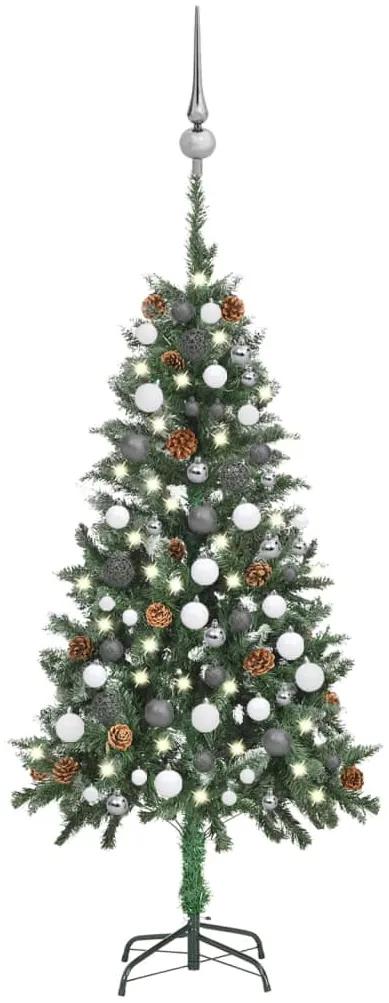 vidaXL Umělý vánoční stromek LED osvětlení sada koulí a šišky 150 cm