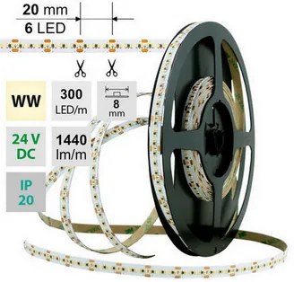 LED pásek McLED 24V teplá bílá š=8mm IP20 18W/m 300LED/m SMD2216 ML-126.736.60.1