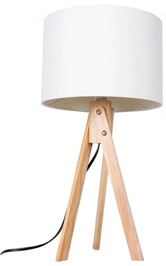 Stolní lampa, bílá / přírodní dřevo, LILA Typ 1