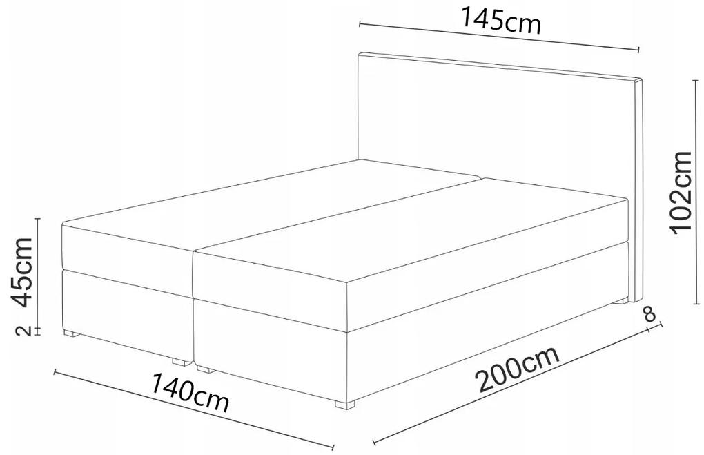 Kontinentální postel 140x200 cm Waller Comfort (bordó) (s roštem a matrací). 1056369