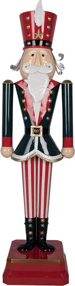 Kovová dekorace Louskáček Nutcracker v červeno - zeleném – 37*31*134 cm