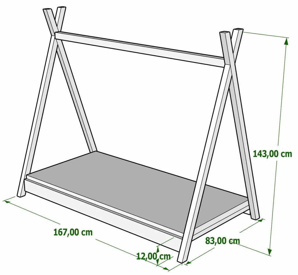 Prckůvsvět postel teepee 160x70 modrá