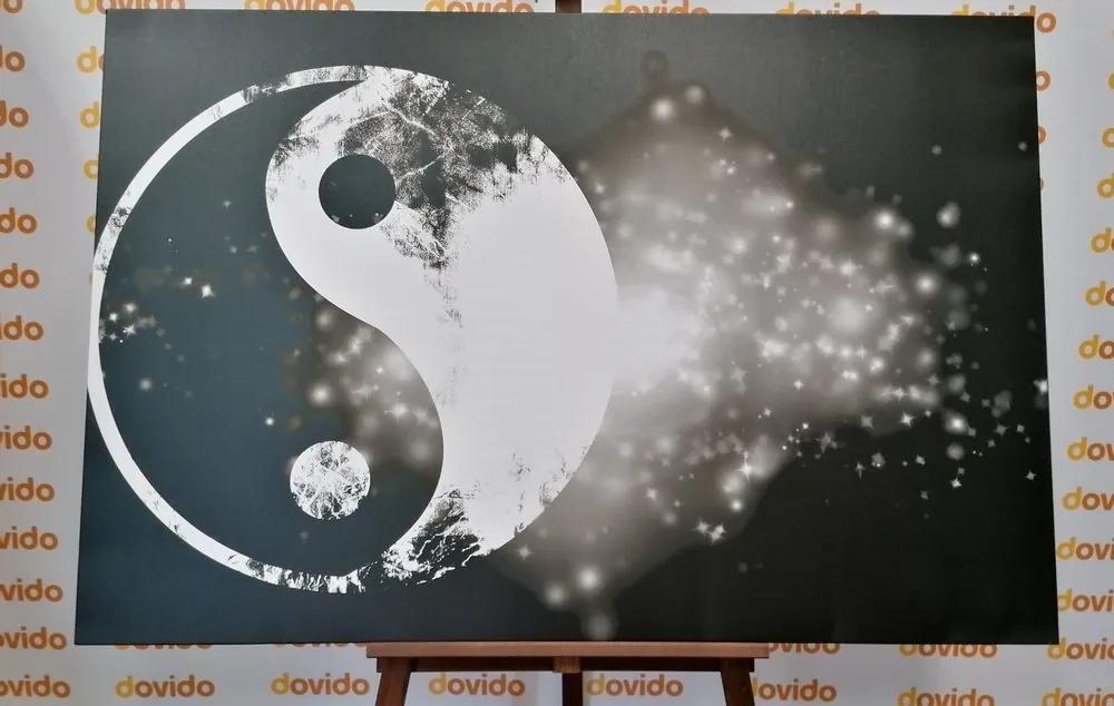 Obraz symbol Jin a Jang v černobílém provedení - 120x80 cm