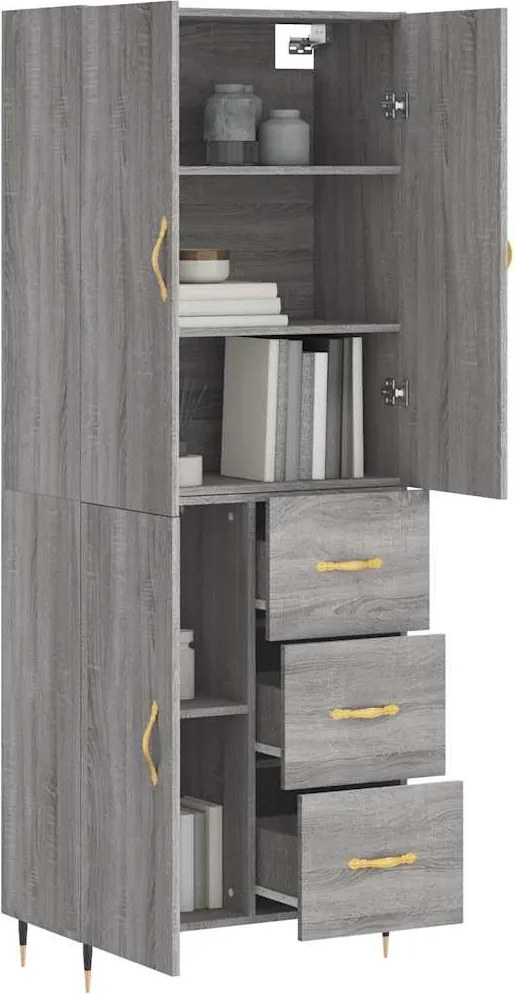 Skříň highboard šedá sonoma 69,5 x 34 x 180 cm kompozitní dřevo 3195889
