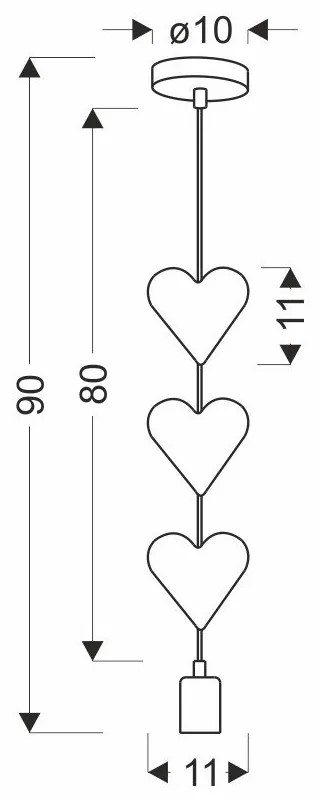 Bílo-růžové dětské svítidlo s kovovým stínidlem Hearts – Candellux Lighting