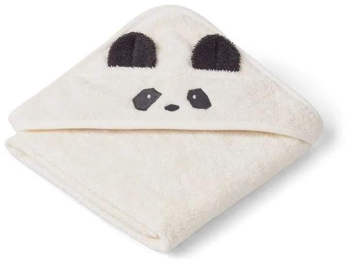 LIEWOOD Dětská osuška s kapucí Albert Panda Creme de la creme, bílá barva, textil