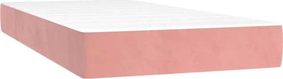 vidaXL Box spring postel s matrací a LED 90x200 cm samet [3136106] Barva: Růžová