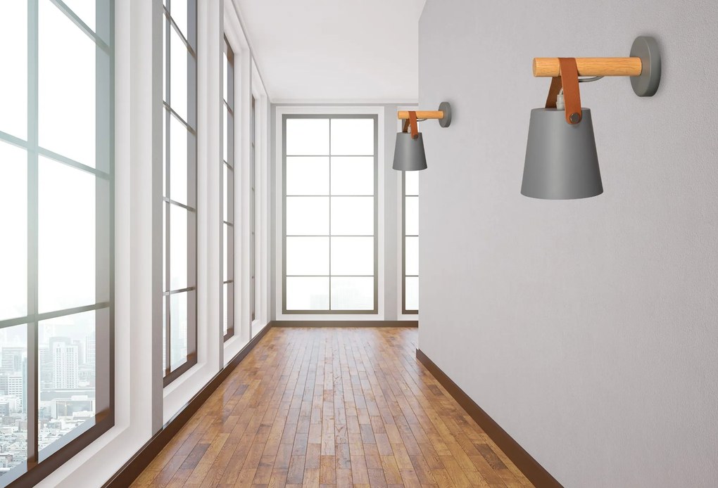Toolight - Kovová nástěnná lampa na pásku APP468-1W, šedá, OSW-00903