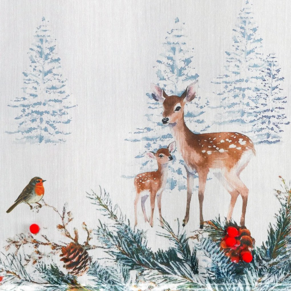 KRÁTKÁ VÁNOČNÍ ZÁCLONA NA PÁSCE XMAS19 150X70 CM VZOROVANÁ