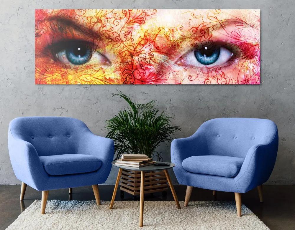 Obraz modré oči s abstraktními prvky Varianta: 120x40