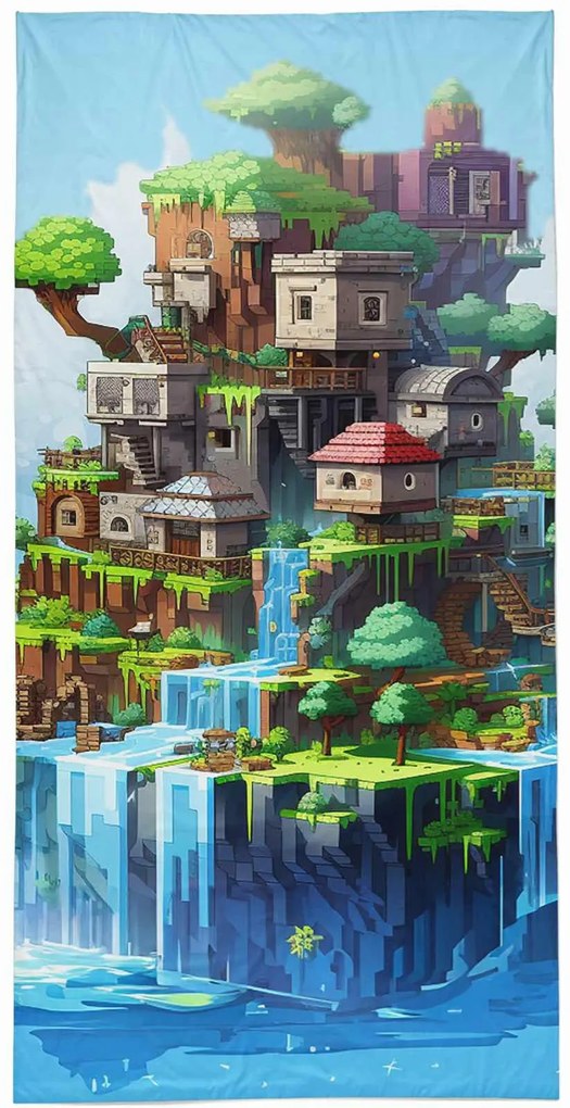 Detexpol Plážová osuška 70x140 Minecraft 92 modrá barevná dětská bavlna
