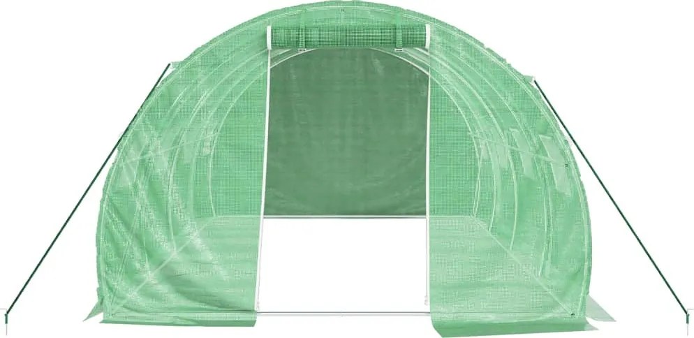 vidaXL Skleník s ocelovým rámem 12 m² 4 x 3 x 2 m [3188039] Barva: Zelená