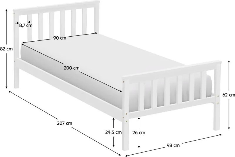 Postel s roštem, bílá, 90x200, ANATRA Kondela 0000411695