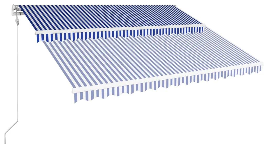 vidaXL Automatická zatahovací markýza 400 x 300 cm modrobílá