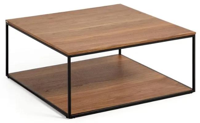 Hnědý konferenční stolek s deskou v dekoru ořechového dřeva 80x80 cm Yona - Kave Home