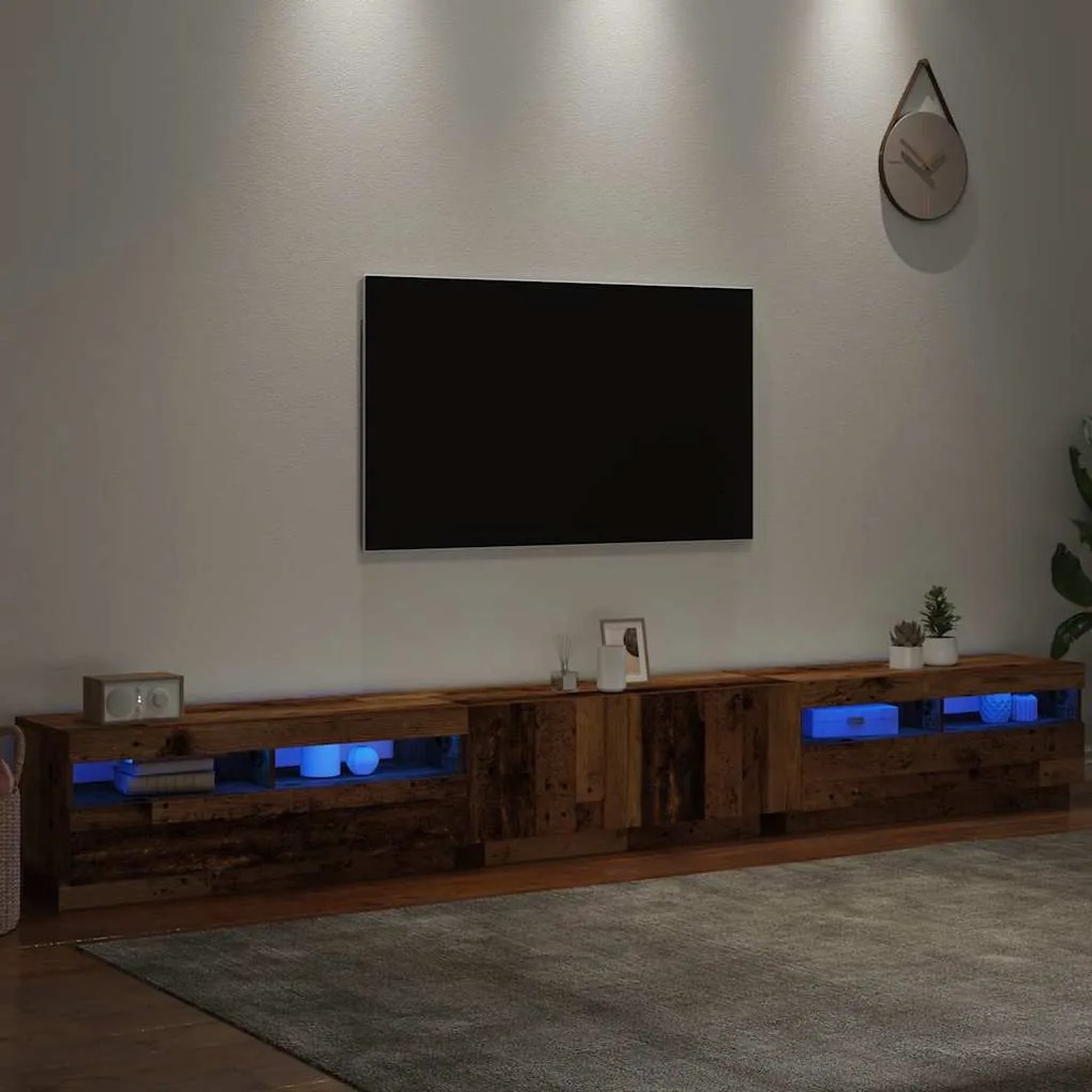 TV stolek s LED old wood 300x35x40 cm kompozitní dřevo 3329169