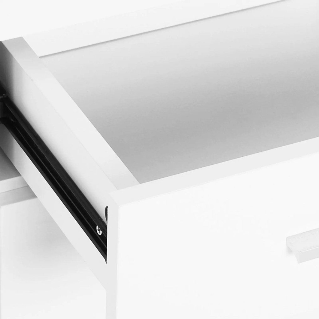 HOMCOM Kuchyňská Komoda se 2 Dveřmi a 2 Zásuvkami v Moderním Stylu pro Jídelnu 106x35x76cm Leskle Bílá