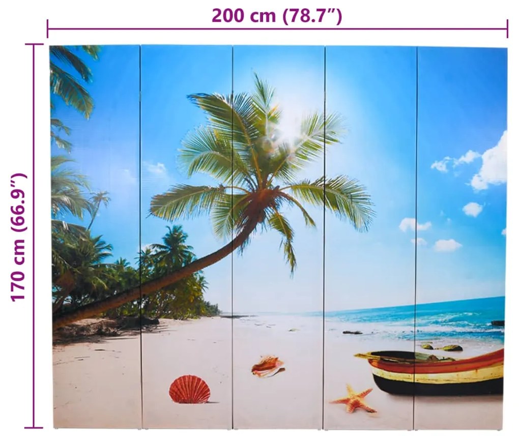 vidaXL Marketos Skládací paraván 200 x 170 cm pláž